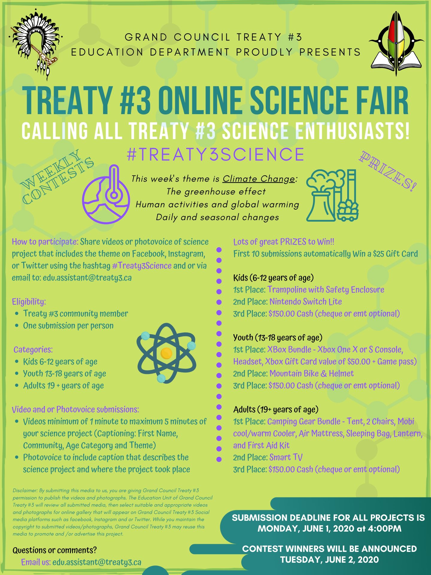 Treaty #3 Online Science Fair Contest Winners Announced (Theme: Climate ...
